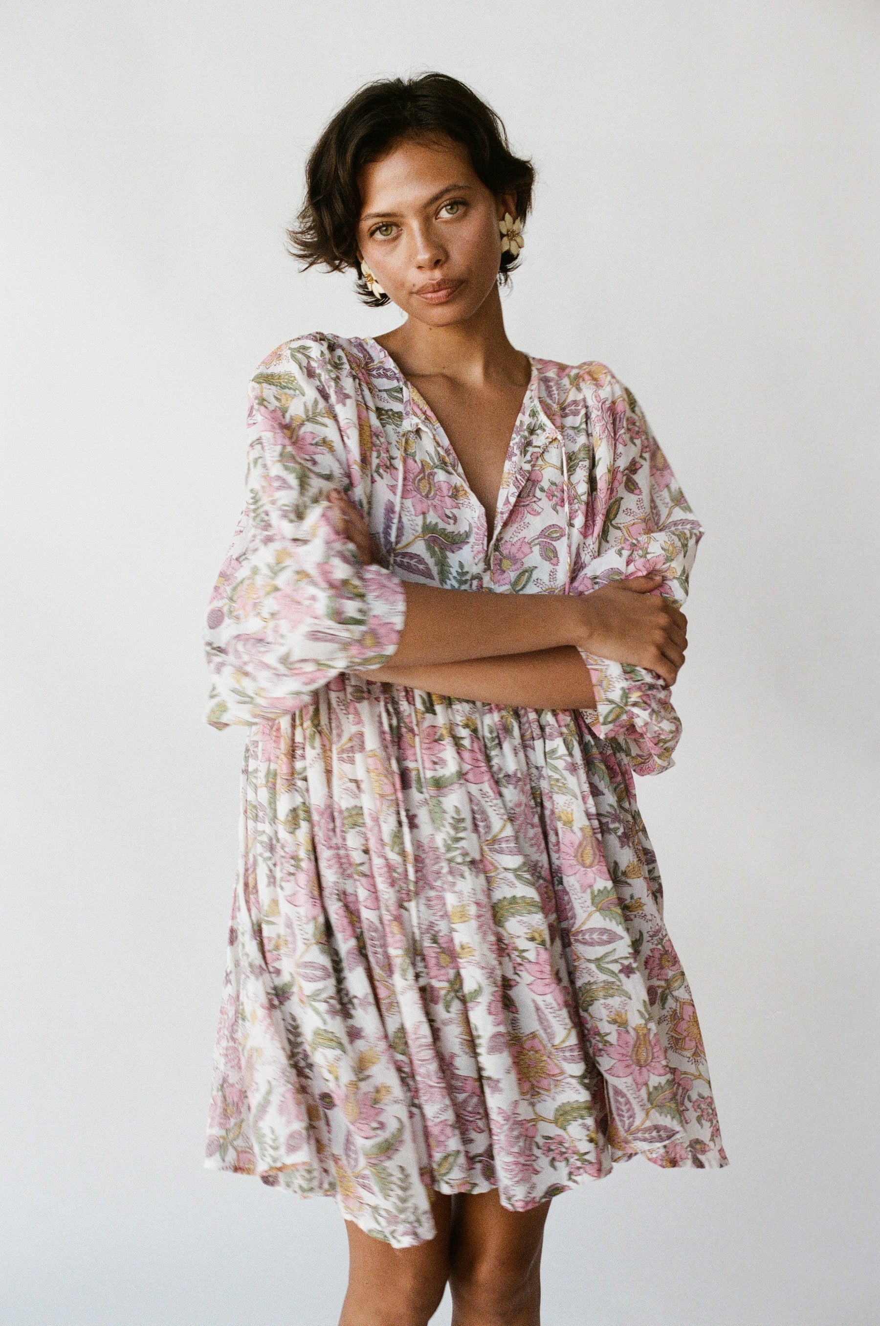 Kyra Mini Dress ~ Fuchsia Bloom – Daughters of India