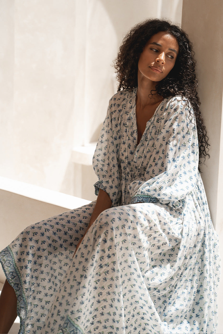 Kyra Maxi Dress ~ Azure – Daughters of India