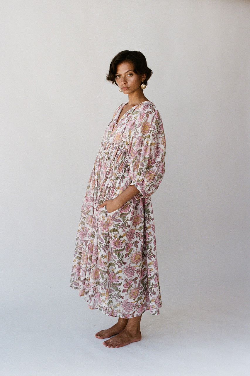 Kyra Midi Dress ~ Fuchsia Bloom – Daughters of India