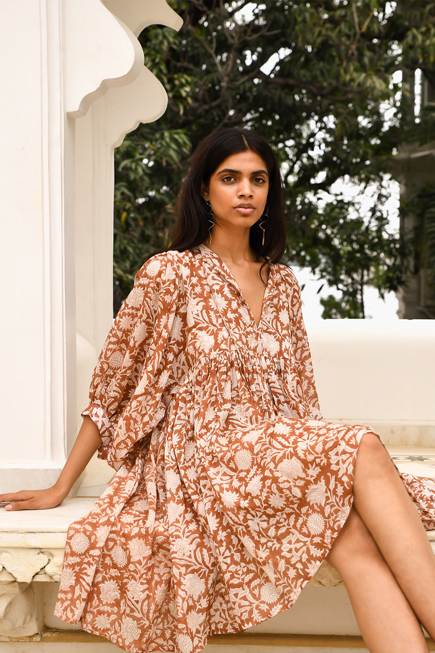 Kyra Mini Dress ~ Caramel – Daughters of India