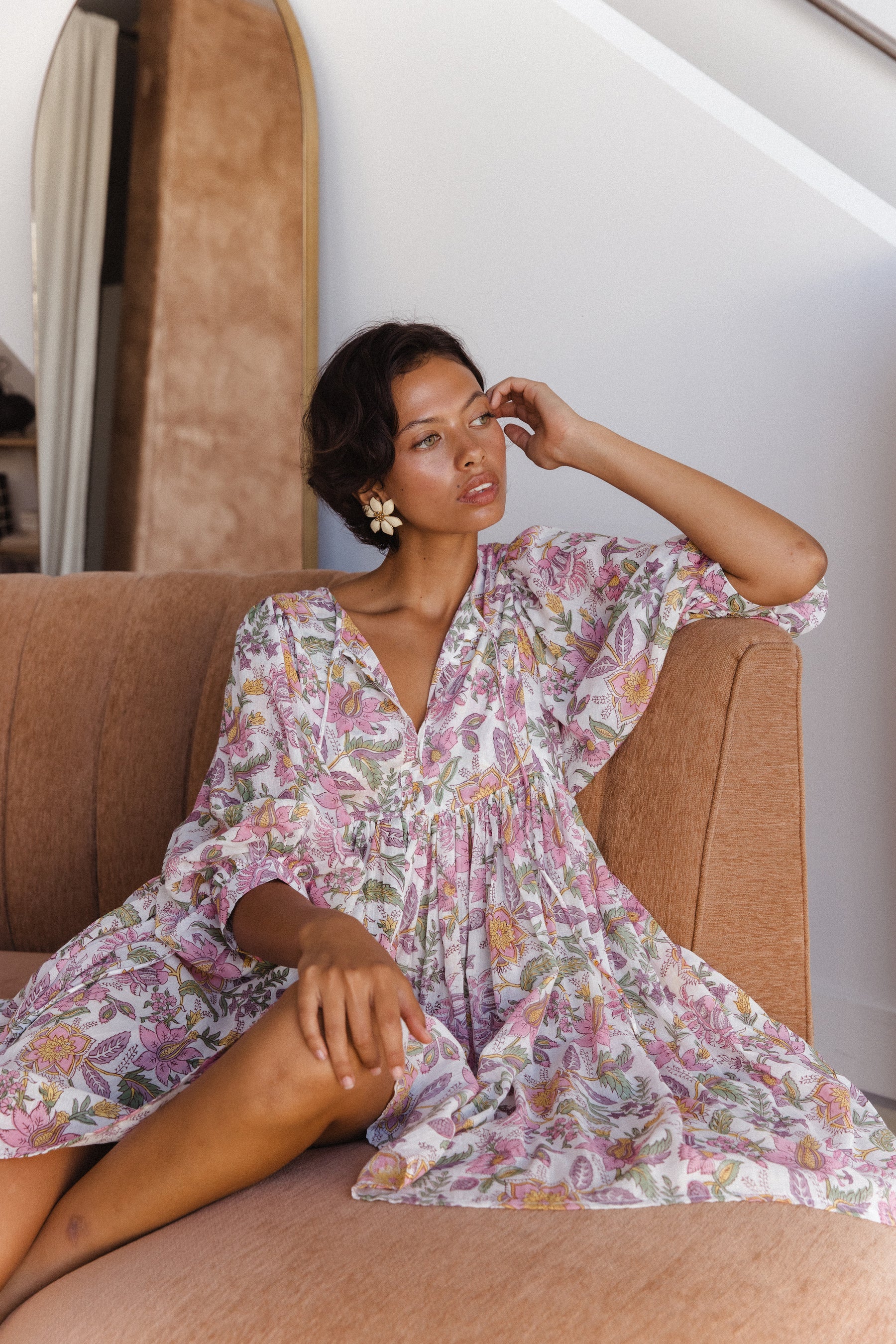 Kyra Mini Dress ~ Fuchsia Bloom – Daughters of India