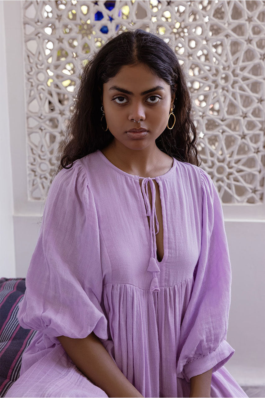Kyra Mini Dress ~ Lilac Gauze – Daughters of India