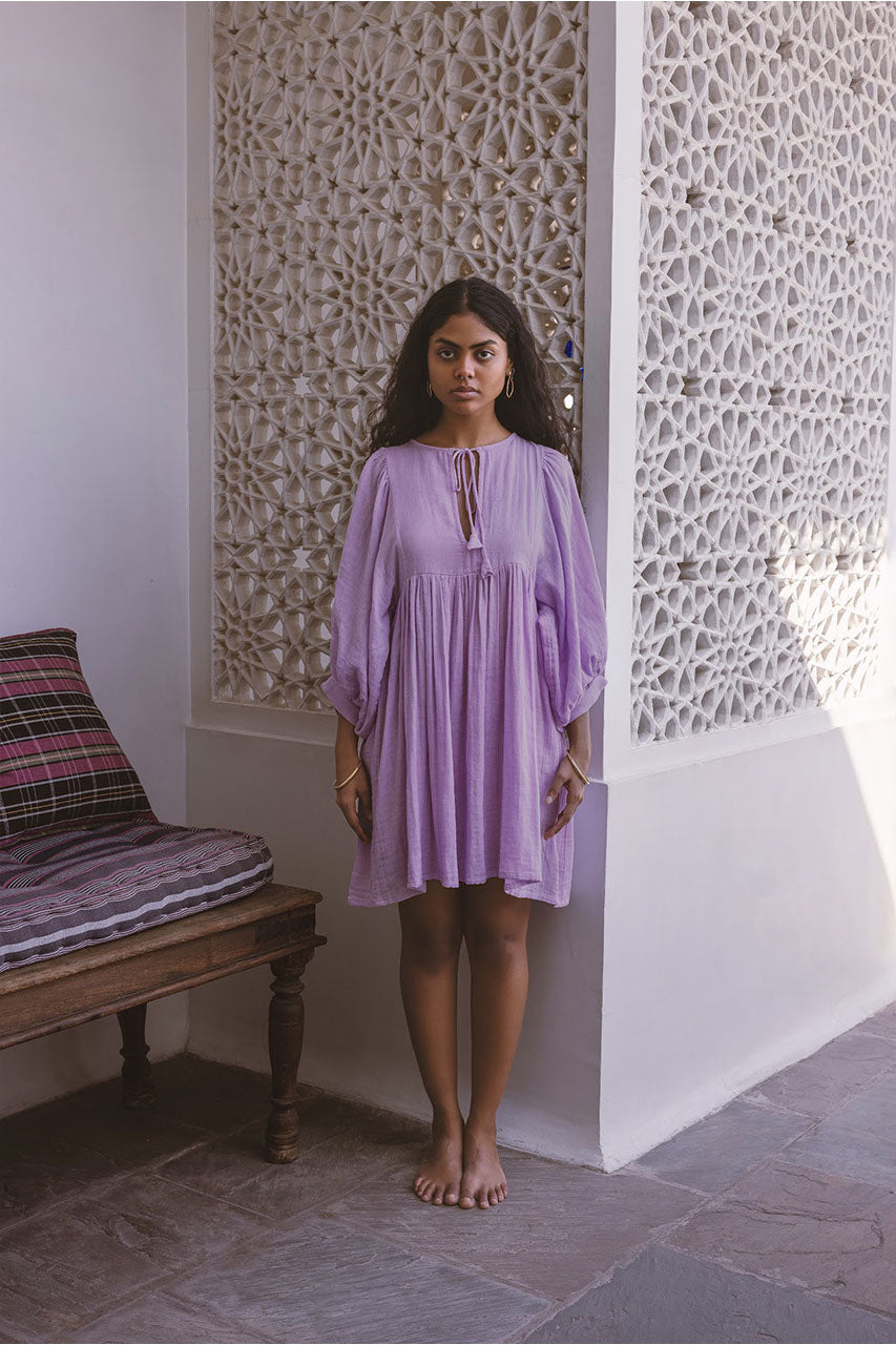 Kyra Mini Dress ~ Lilac Gauze – Daughters of India