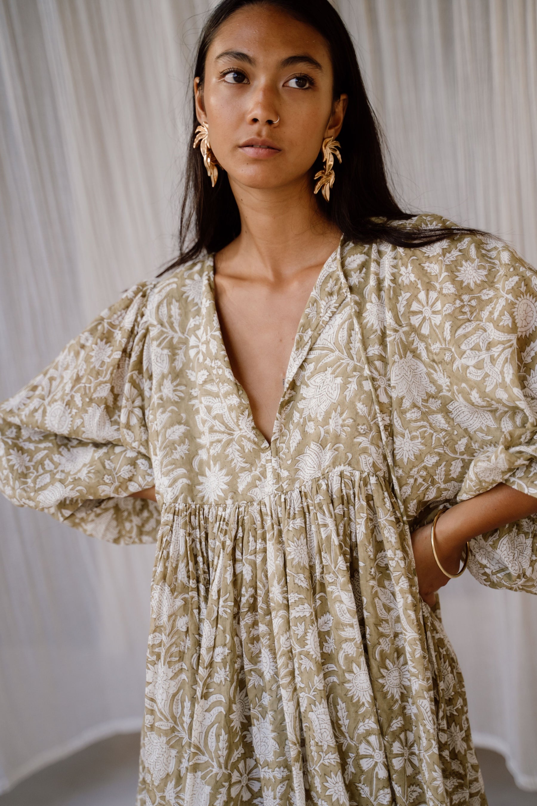 Kyra Mini Dress ~ Olive – Daughters of India